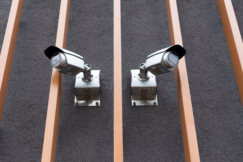 Security Cameras on Modern Building. Professional Surveillance Camera ...