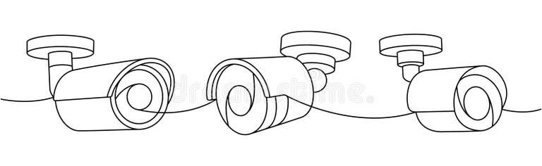 Security Cameras One Line Continuous Drawing. External Protection ...