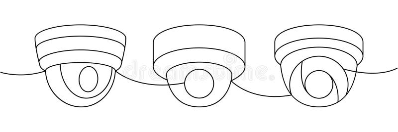 Security Cameras One Line Continuous Drawing. Outdoor Video Cameras ...