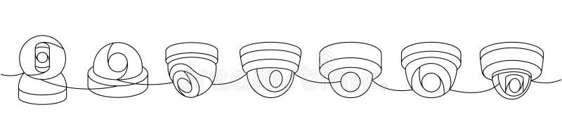 Security Cameras One Line Continuous Drawing. Safety Home Protection ...