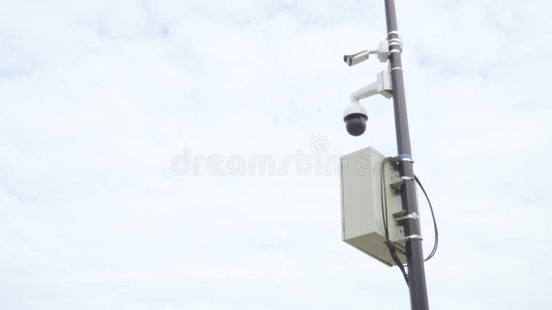 Security Cameras on a Pillar Stock Footage - Video of pole, outdoor ...