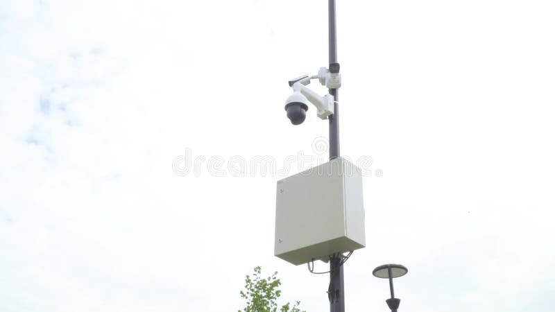 Security Cameras on a Pillar Stock Footage - Video of pole, outdoor ...