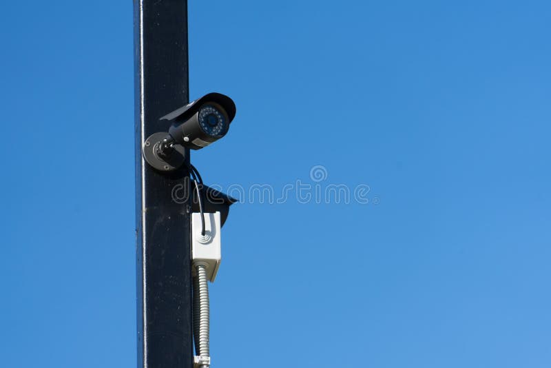 Security Cameras on the Pole. Place for Your Text Stock Photo - Image ...