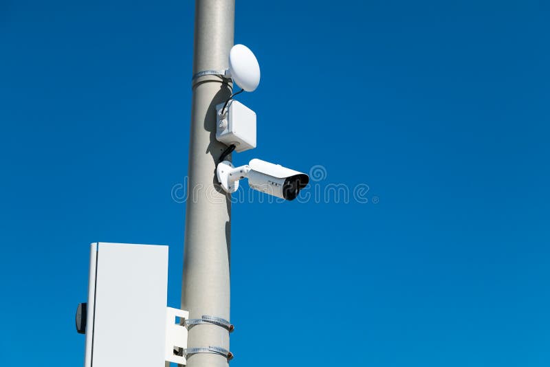 Security Cameras on Street Pylon Stock Image - Image of cameras, safe ...