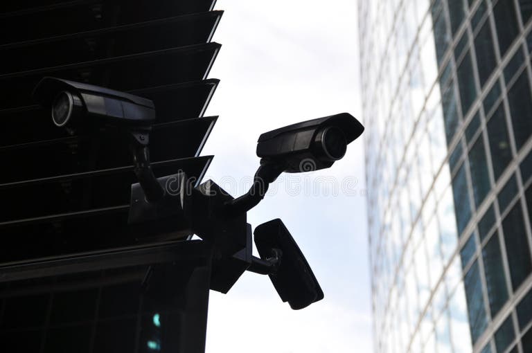 Security Cameras in the Structure of a Modern City Stock Image - Image ...