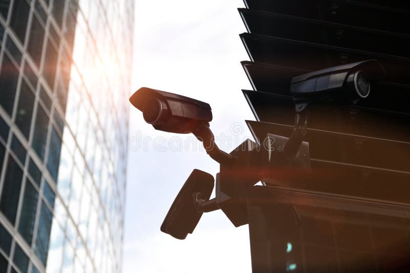 Security Cameras in the Structure of a Modern City Stock Image - Image ...