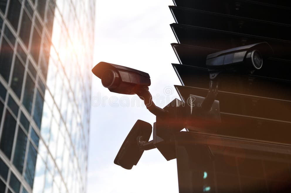 Security Cameras in the Structure of a Modern City Stock Image - Image ...