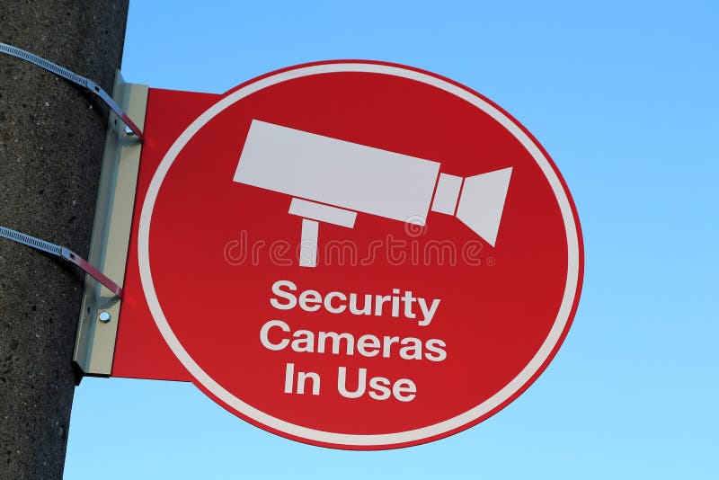 Security Cameras in Use Sign Stock Image - Image of property, criminal ...