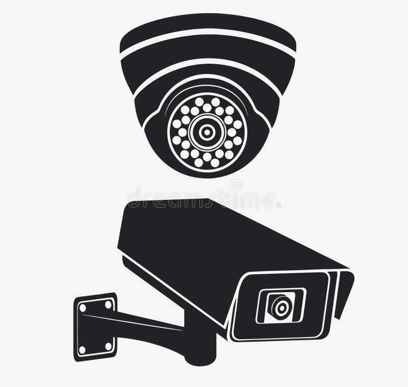 Security Cameras Vector Icons – Dome and Bullet Surveillance Cameras ...