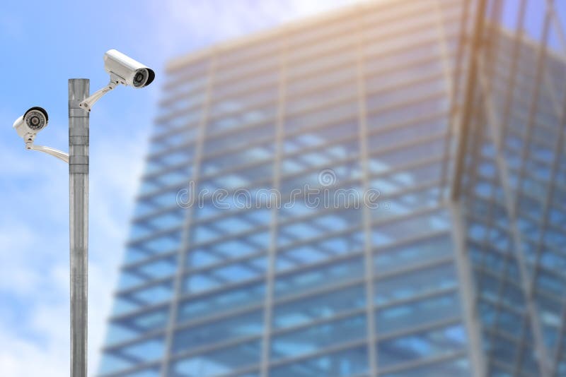 Security CCTV Camera with Building. Stock Image - Image of safety ...