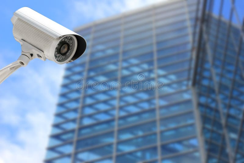 Security CCTV Camera with Building. Stock Image - Image of crime, urban ...