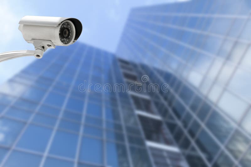 Security CCTV Camera with Building in Urban Stock Photo - Image of ...