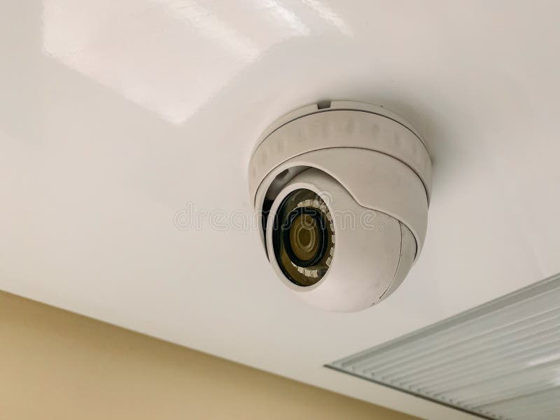 Security CCTV Camera at Ceiling in Train Corridor Inside Stock Photo ...