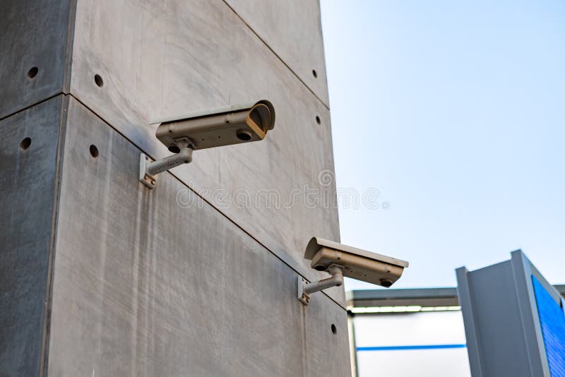 Security CCTV Camera on Facade of Building Stock Photo - Image of ...