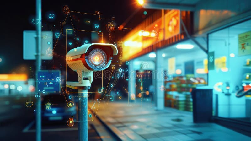 Security CCTV Camera. Generative AI Stock Illustration - Illustration ...