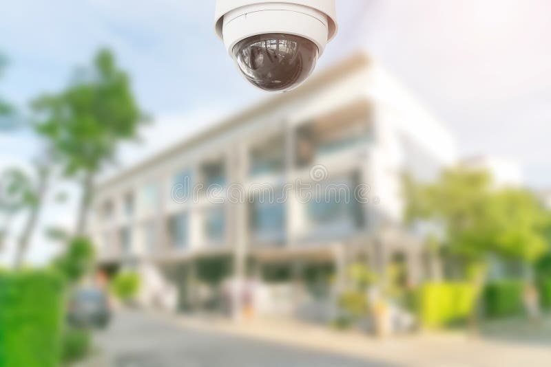 Security CCTV Camera with Home on Background Stock Image - Image of ...