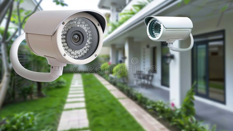Security CCTV Camera Install on the Fence for Home Security System ...