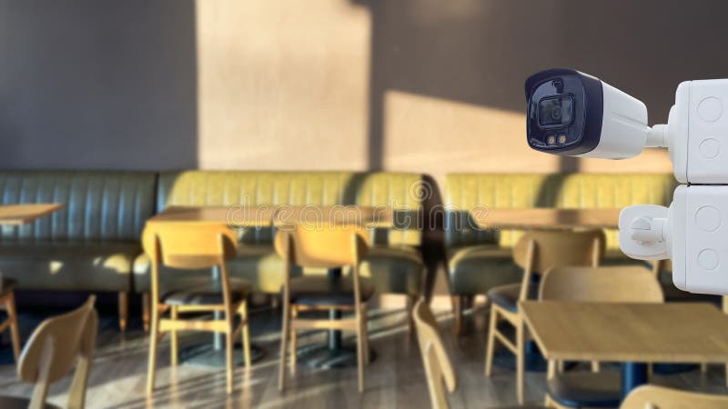 Security CCTV Camera Installed in Coffee Shop Stock Image - Image of ...