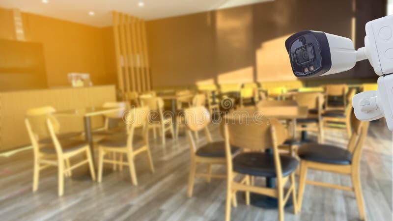 Security CCTV Camera Installed in Coffee Shop Stock Photo - Image of ...