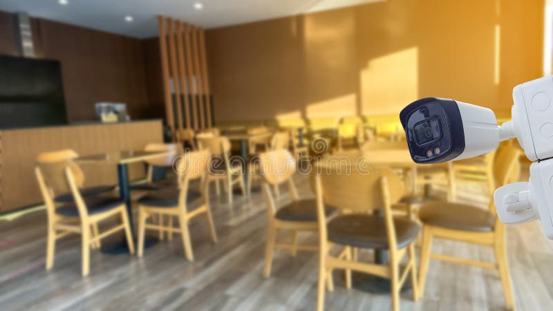 Security CCTV Camera Installed in Coffee Shop Stock Photo - Image of ...