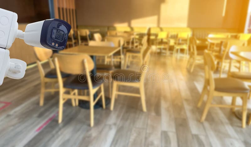 Security CCTV Camera Installed in Coffee Shop Stock Photo - Image of ...