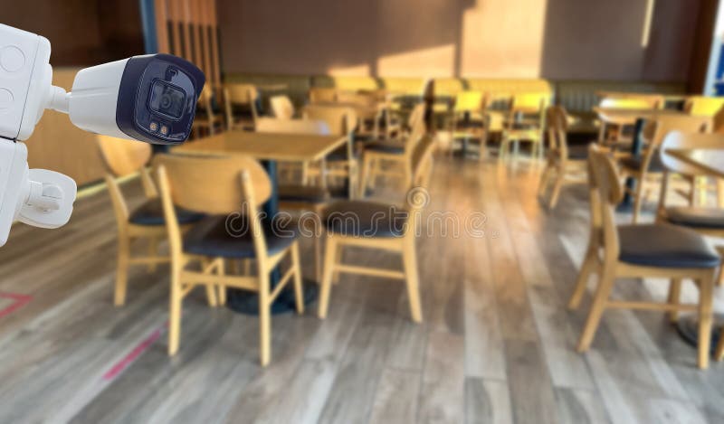 Security CCTV Camera Installed in Coffee Shop Stock Photo - Image of ...