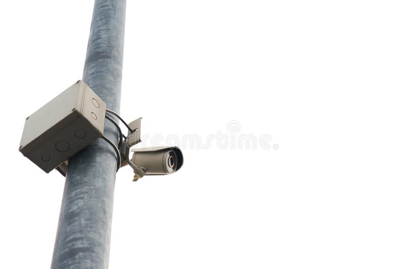 Security CCTV Camera Isolate on White Background Stock Photo - Image of ...