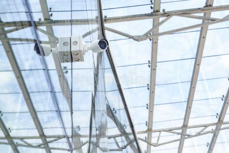 Security CCTV Camera on a Modern Office Building Stock Photo - Image of ...