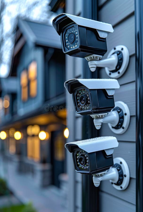 Security CCTV Camera Mounted on the Wall of the Building Stock Image ...