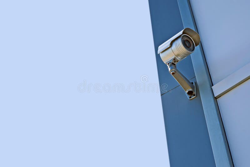 Industrial CCTV Security Camera with Sun Flare Stock Image - Image of ...