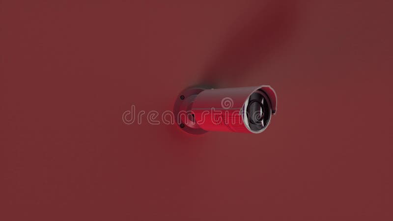 Security Surveillance Camera Moving Chasing Target, Alarm Red Light ...