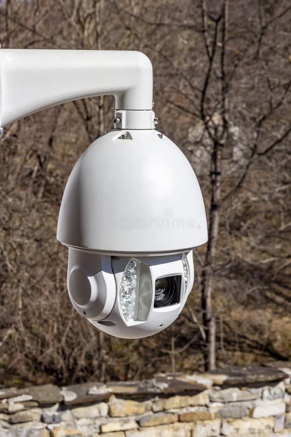 A Security CCTV Camera Outside at the Backyard. Stock Image - Image of ...