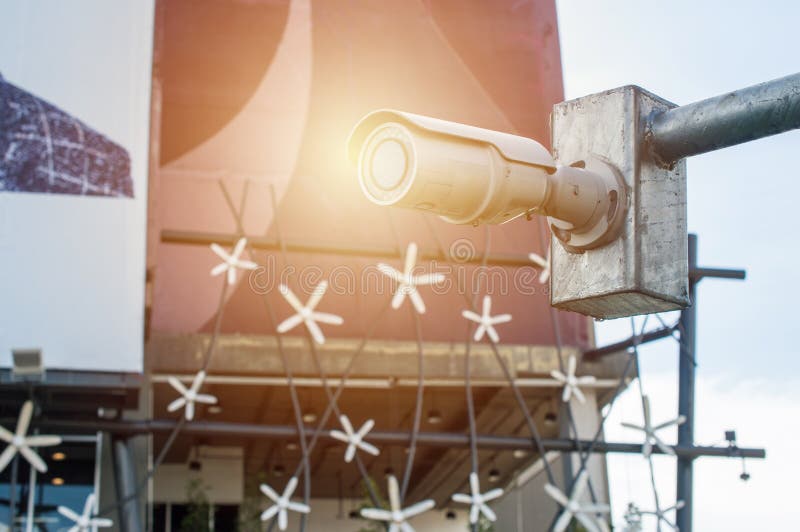Security CCTV Camera Outside the Office Building. Stock Image - Image ...