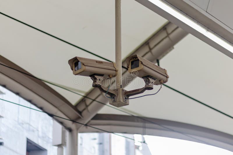 Security CCTV Camera on the Public Area. Closed-circuit Television ...