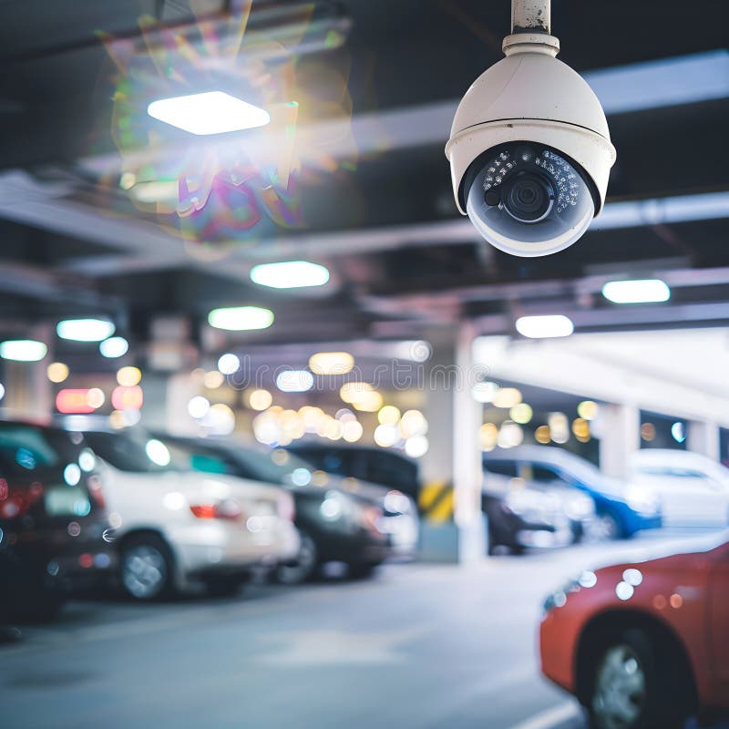 Security Cctv Camera Recording Empty Parking Lot Stock Illustration ...
