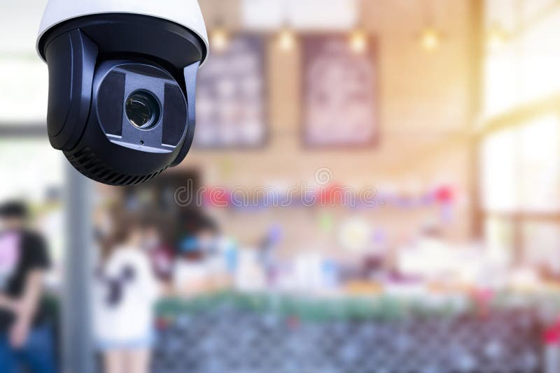 Security CCTV Camera or Surveillance System in a Coffee Shop Stock ...