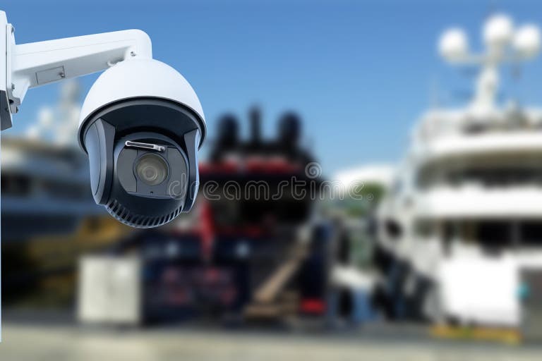 Security CCTV Camera or Surveillance System with Marina on Blurry ...