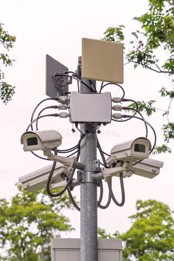 Security CCTV Camera and Urban Video at Public Park Stock Image - Image ...