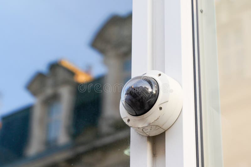 Security CCTV Camera on Wall in Street City Center Editorial Image ...