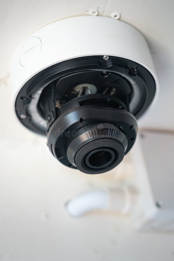 A Security CCTV Camera Which is Installed on the Ceiling. Stock Image ...