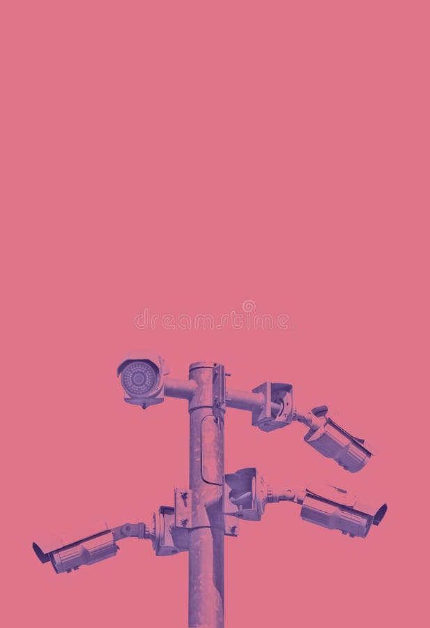 A Security CCTV Post with Cameras Installed in Different Directions ...