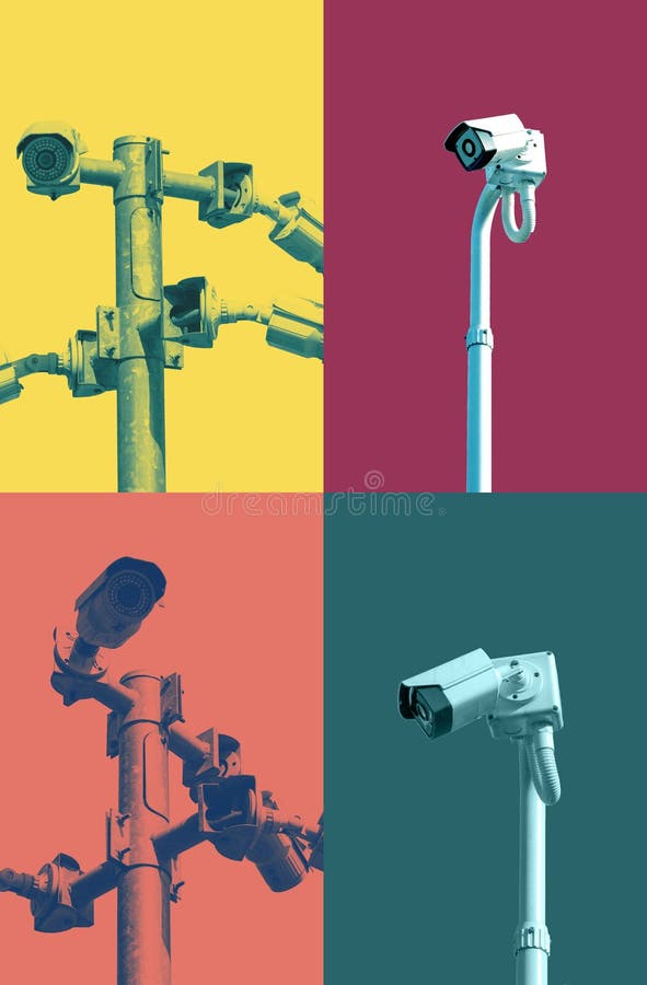 A Security CCTV Post with Cameras Installed in Different Directions ...