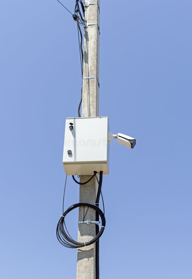 Cctv Security Cameras Fixed on Pole Stock Image - Image of control ...