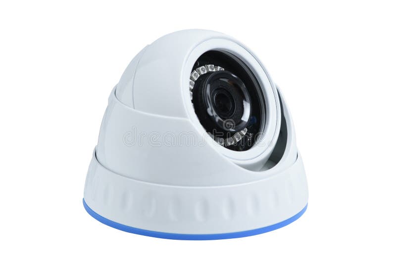 Security Cctv White Dome Camera on White Background Stock Image - Image ...