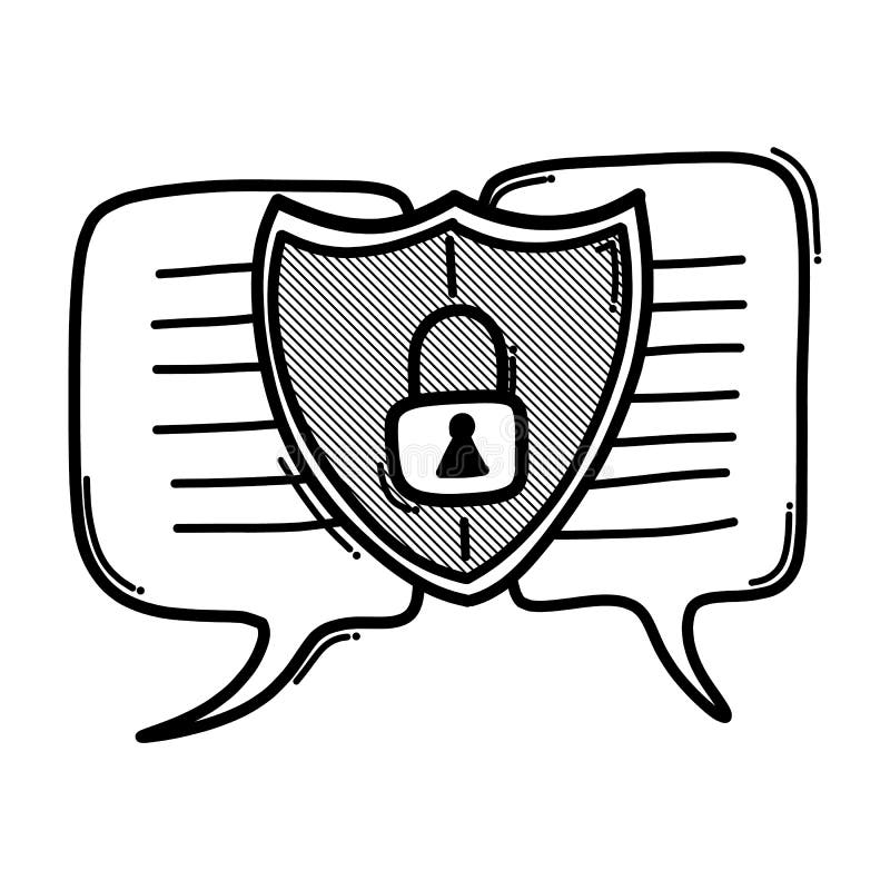 Security Chat Doodle Vector Icon. Drawing Sketch Illustration Hand ...