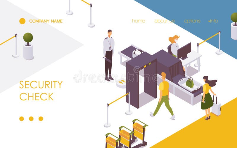 Security Check at Airport Checkpoint Landing Page or Banner Template ...