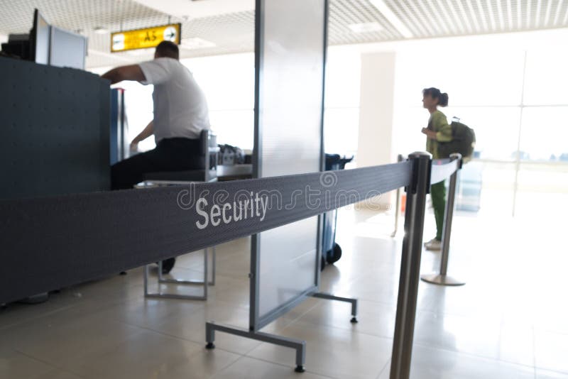 Luggage Check-in Counter at Airport Stock Image - Image of security ...