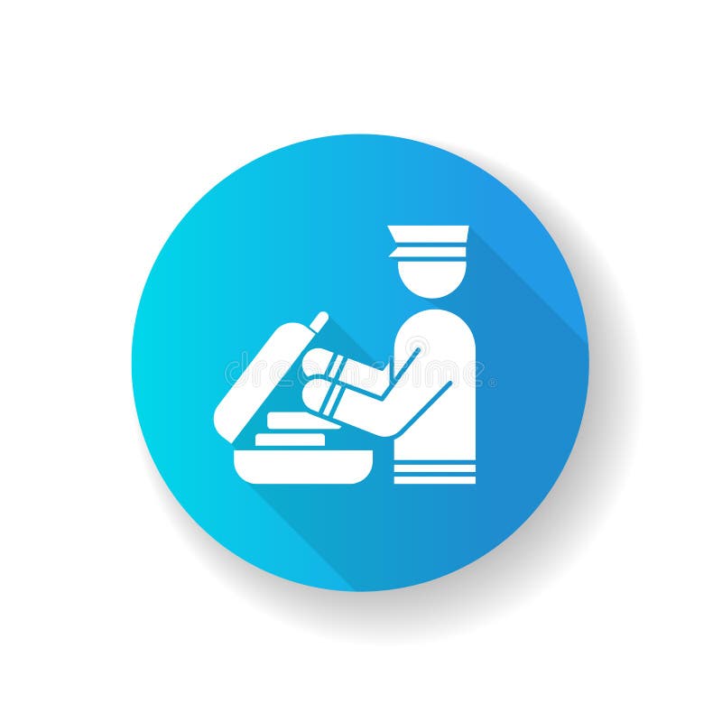 Security Check Luggage Blue Flat Design Long Shadow Glyph Icon. Safe ...