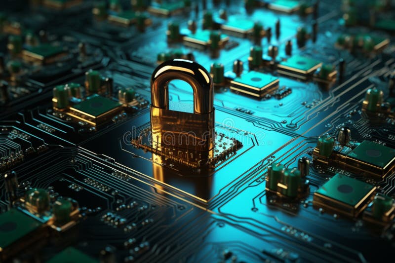 Security in Circuits Microchips and Illuminated Padlocks on Electronic ...