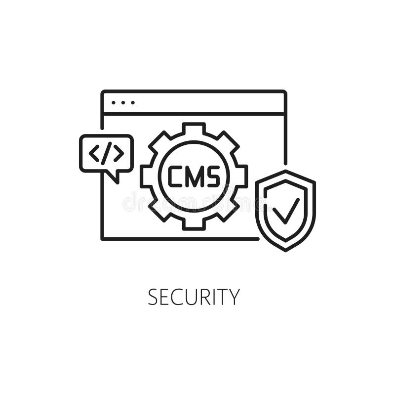 Security, CMS Content Management System Line Icon Stock Vector ...